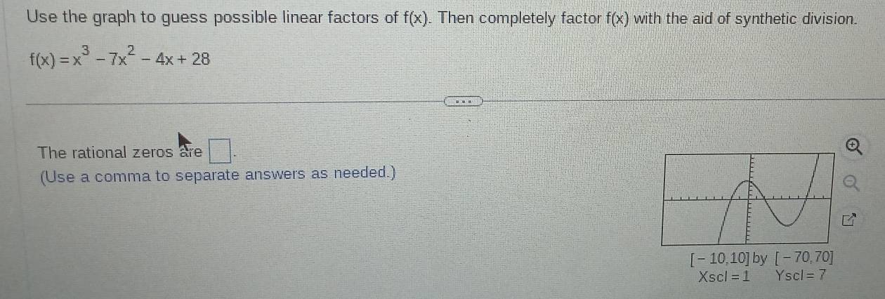 Solved: Use the graph to guess possible linear factors of f(x). Then ...