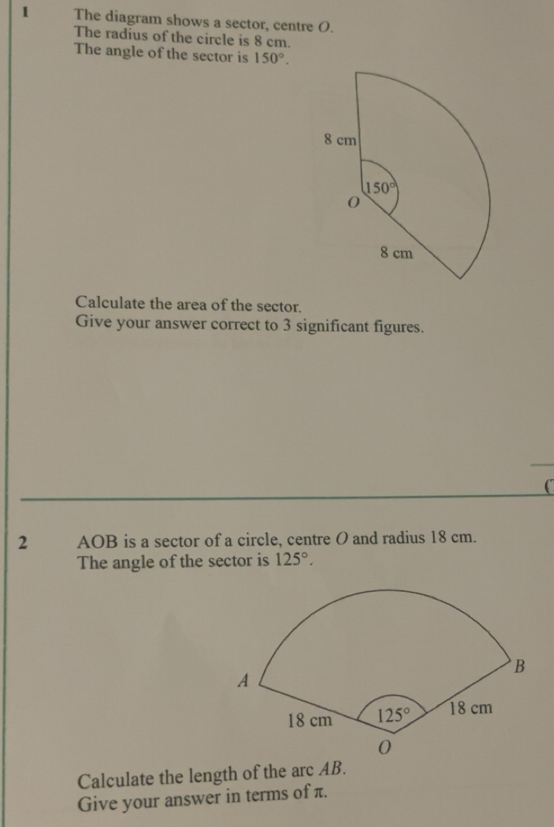 Solved: The diagram shows a sector, centre O. The radius of the circle ...