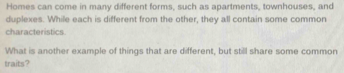Solved: Homes can come in many different forms, such as apartments ...