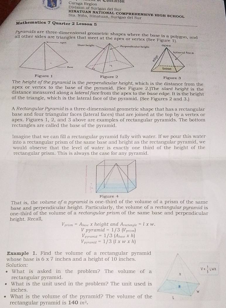 Solved: Caraga Region Division of Surigao del Sur HINATUAN NATIONAL ...