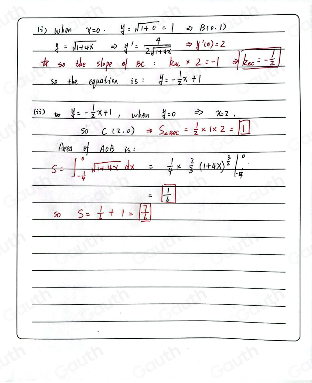 Telah dijawab:The diagram shows the curve y=sqrt(1+4x) , which intersects the x-axis at A and ...