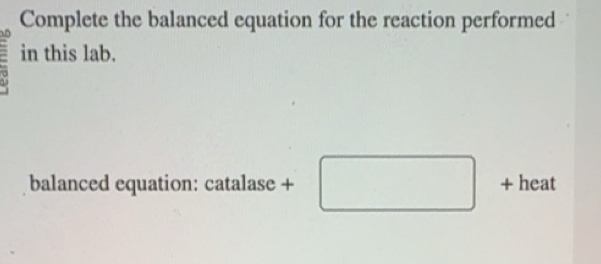 Solved: Complete the balanced equation for the reaction performed in ...