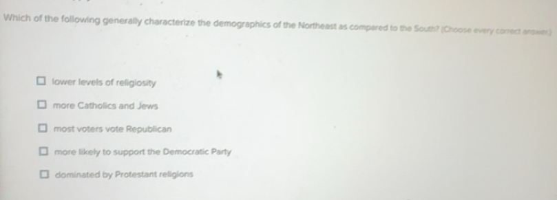 Solved: Which of the following generally characterize the demographics ...