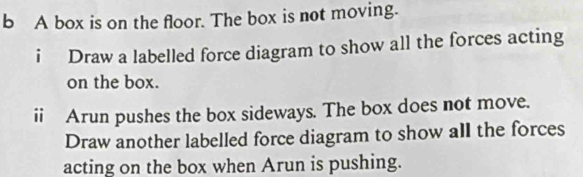 Solved: A box is on the floor. The box is not moving. i Draw a labelled ...