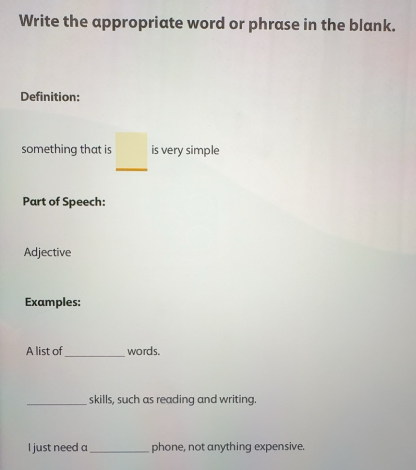 Resuelto:Write the appropriate word or phrase in the blank. Definition ...