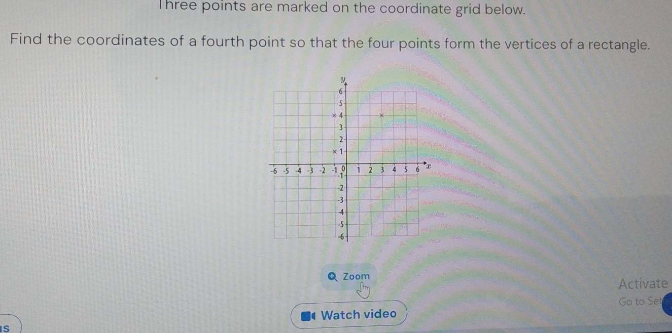 Solved: Three points are marked on the coordinate grid below. Find the ...