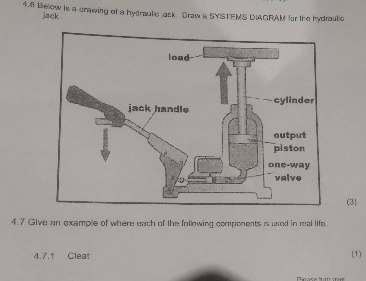 Solved: 4.6 Below is a drawing of a hydraulic jack. Draw a SYSTEMS ...