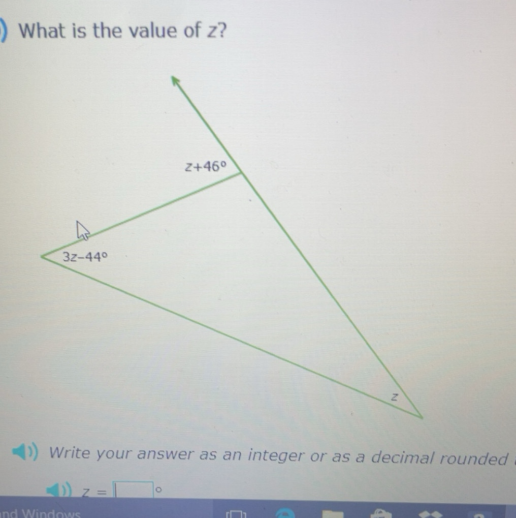 Solved: ) What is the value of z? Write your answer as an integer or as a decimal rounded z ...