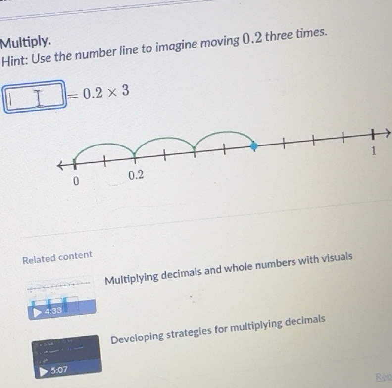 Solved: Multiply. Hint: Use the number line to imagine moving 0.2 three ...