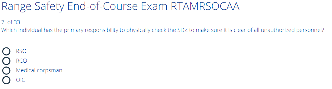 Solved: Range Safety End-of-Course Exam RTAMRSOCAA 7 of 33 Which ...