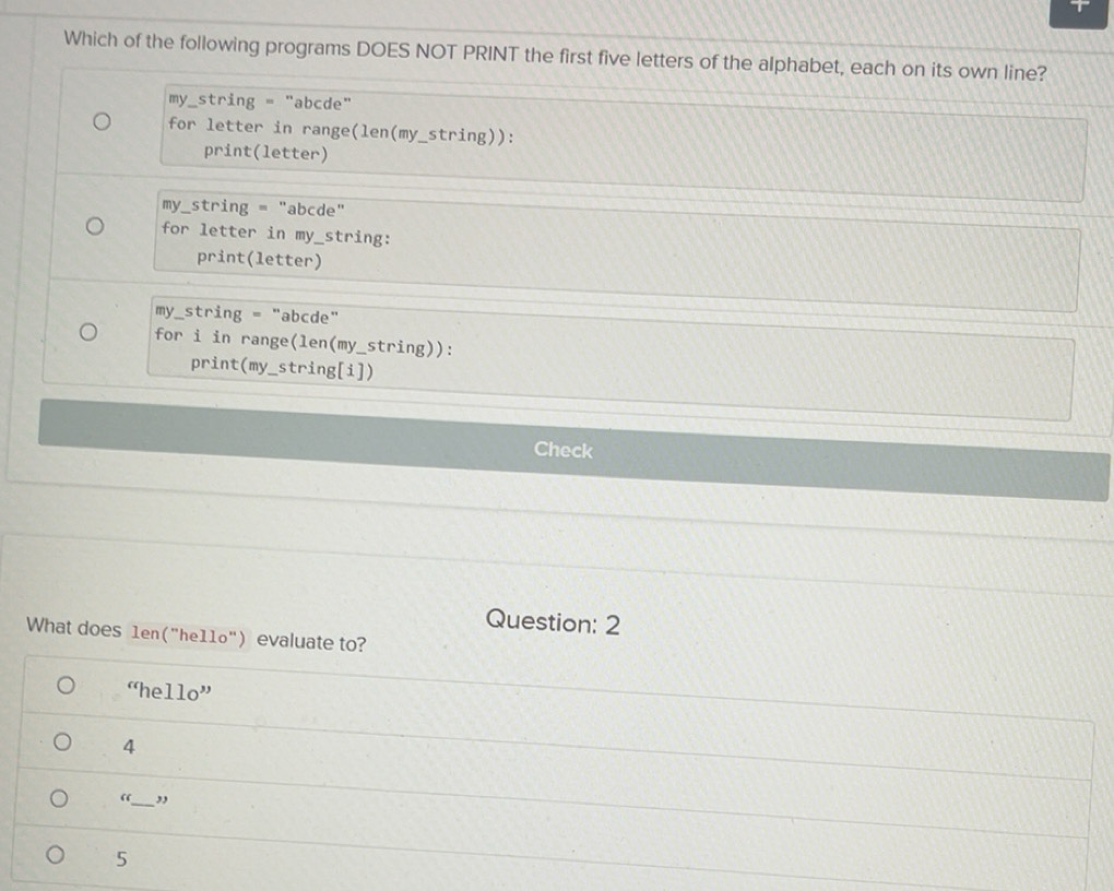 Solved: Which of the following programs DOES NOT PRINT the first five ...
