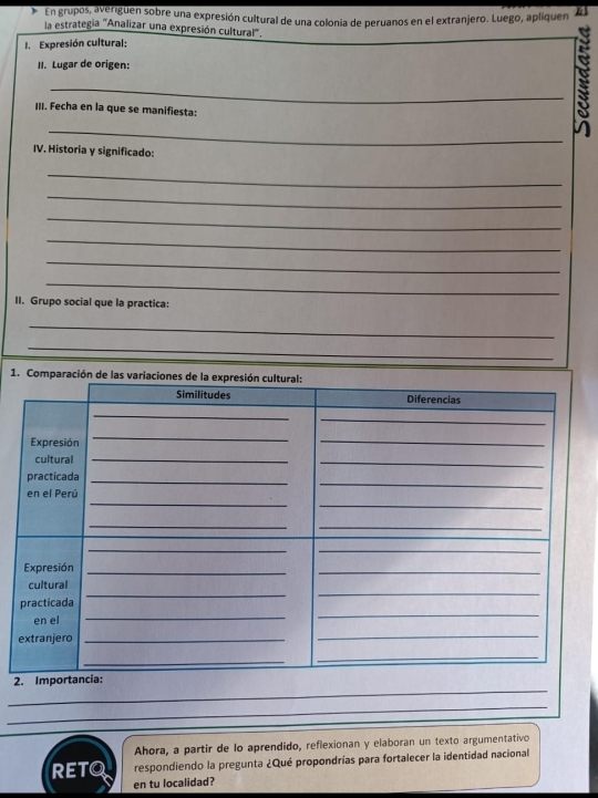 Resuelto:En grupos, averiguen sobre una expresión cultural de una ...