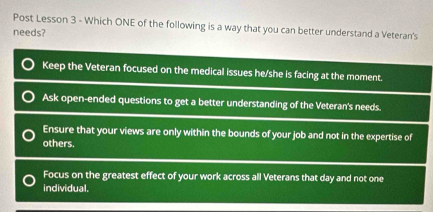 Solved: Post Lesson 3 - Which ONE of the following is a way that you ...