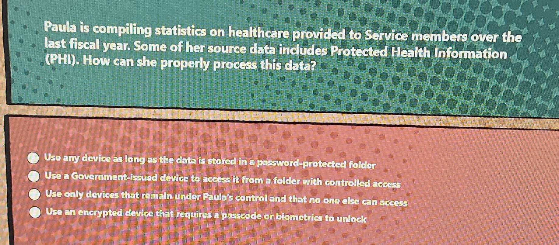 Gelöst:Paula is compiling statistics on healthcare provided to Service ...