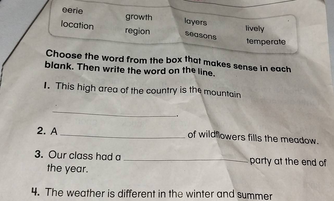 Solved: eerie growth location layers region lively seasons temperate ...