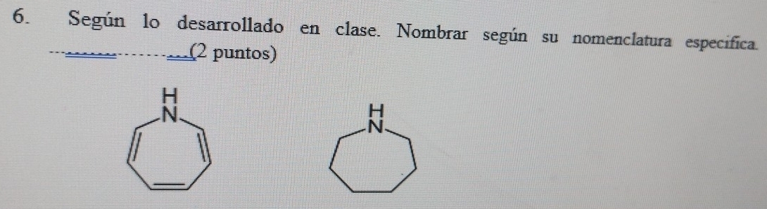 Resuelto:Según lo desarrollado en clase. Nombrar según su nomenclatura ...