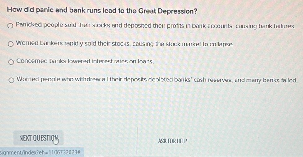 Solved: How did panic and bank runs lead to the Great Depression ...