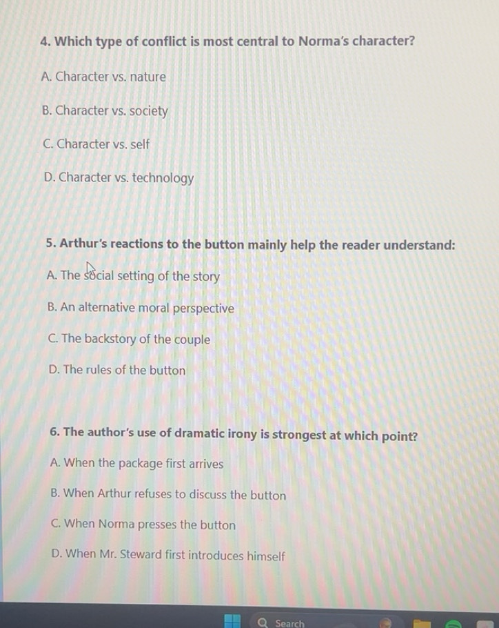 Solved: Which type of conflict is most central to Norma's character? A ...