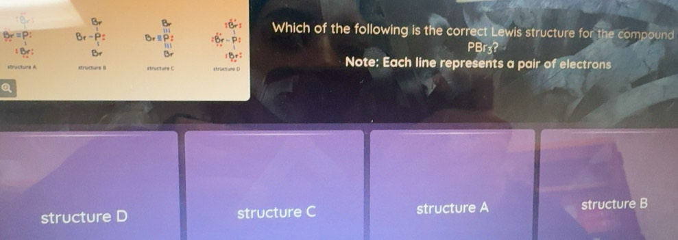 Solved: Which of the following is the correct Lewis structure for the ...