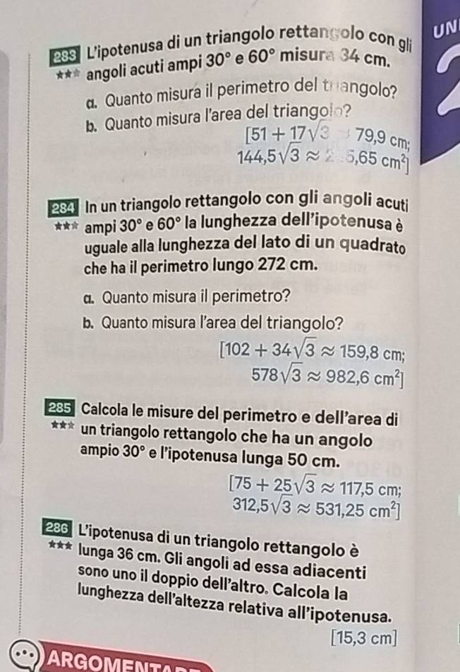 Risolto:299 L'ipotenusa di un triangolo rettangolo con gli UN ...