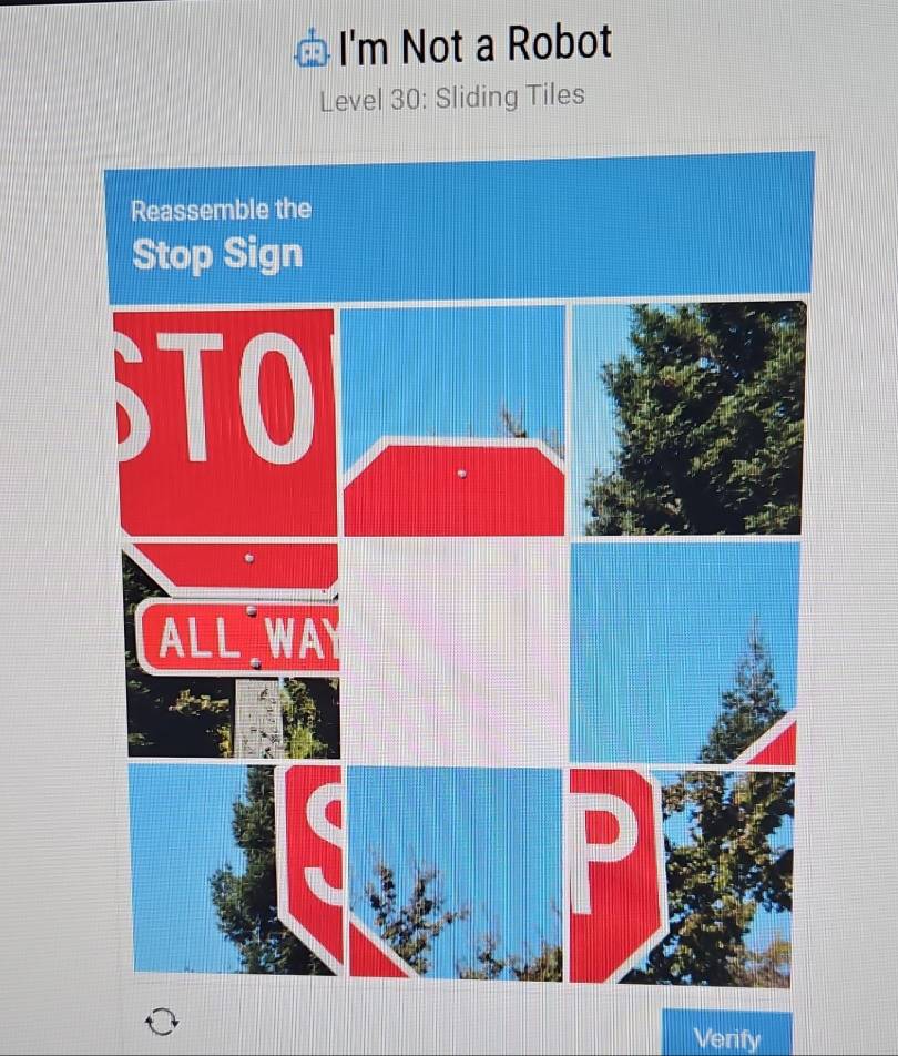 Solved: I'm Not a Robot Level 30: Sliding Tiles Verify [Math]