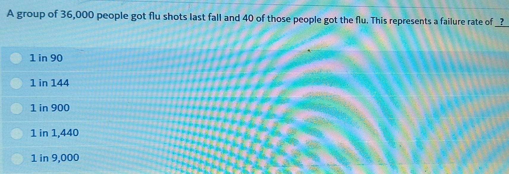 Solved: A group of 36,000 people got flu shots last fall and 40 of ...