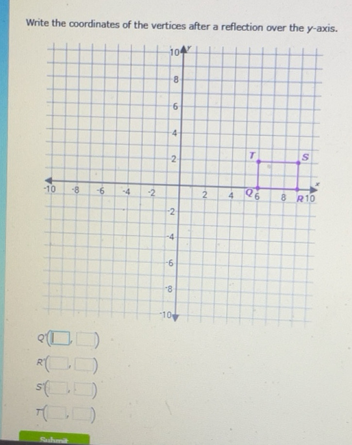 Solved: Write the coordinates of the vertices after a reflection over ...