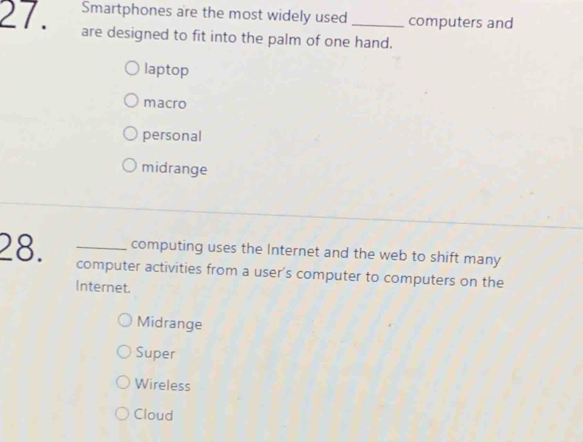 Solved: Smartphones are the most widely used computers and 27. are ...