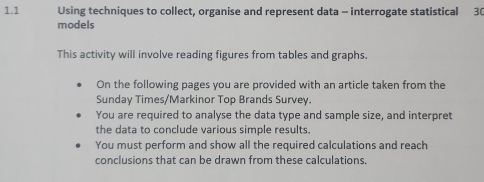 Solved: 1.1 Using techniques to collect, organise and represent data ...