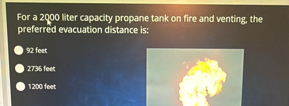 Solved: For a 2000 liter capacity propane tank on fire and venting, the ...