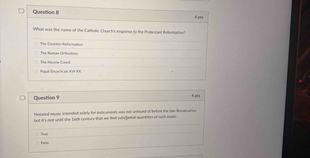 Solved: What was the name of the Catholic Church's response to the ...
