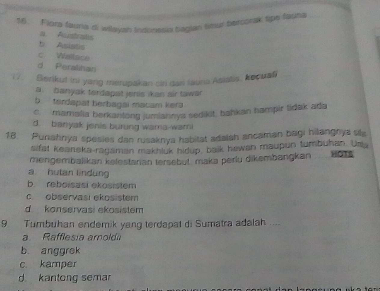 Telah dijawab:Flora fauna di wilayah Indonesia bagian timur bercorak ...
