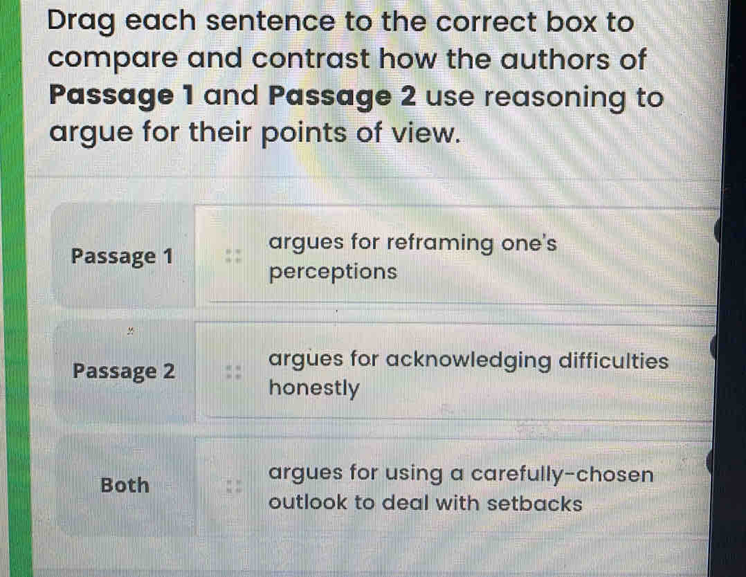 Solved: Drag each sentence to the correct box to compare and contrast ...