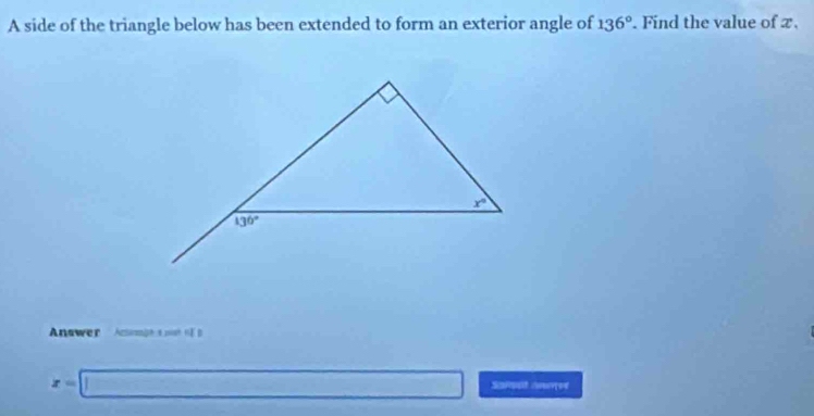 Solved: A side of the triangle below has been extended to form an ...