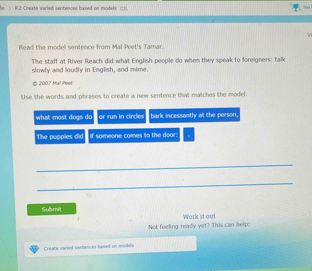 Solved: de P.2 Create varied sentences based on models C2L You Vi Read ...