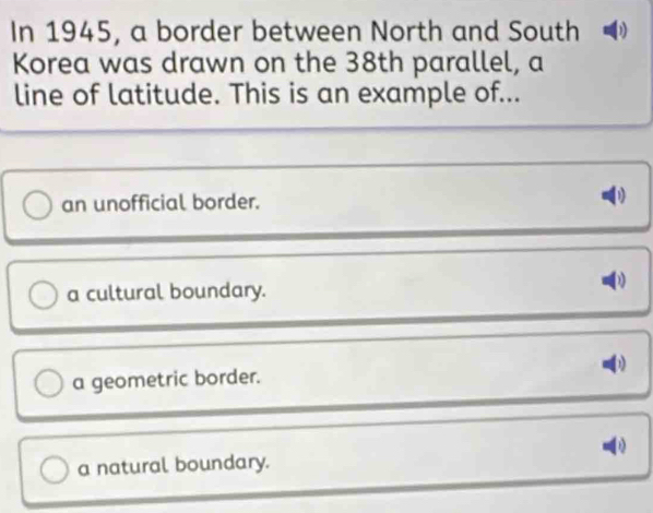 Solved: In 1945, a border between North and South ) Korea was drawn on ...