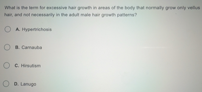 Risolto:What is the term for excessive hair growth in areas of the body ...