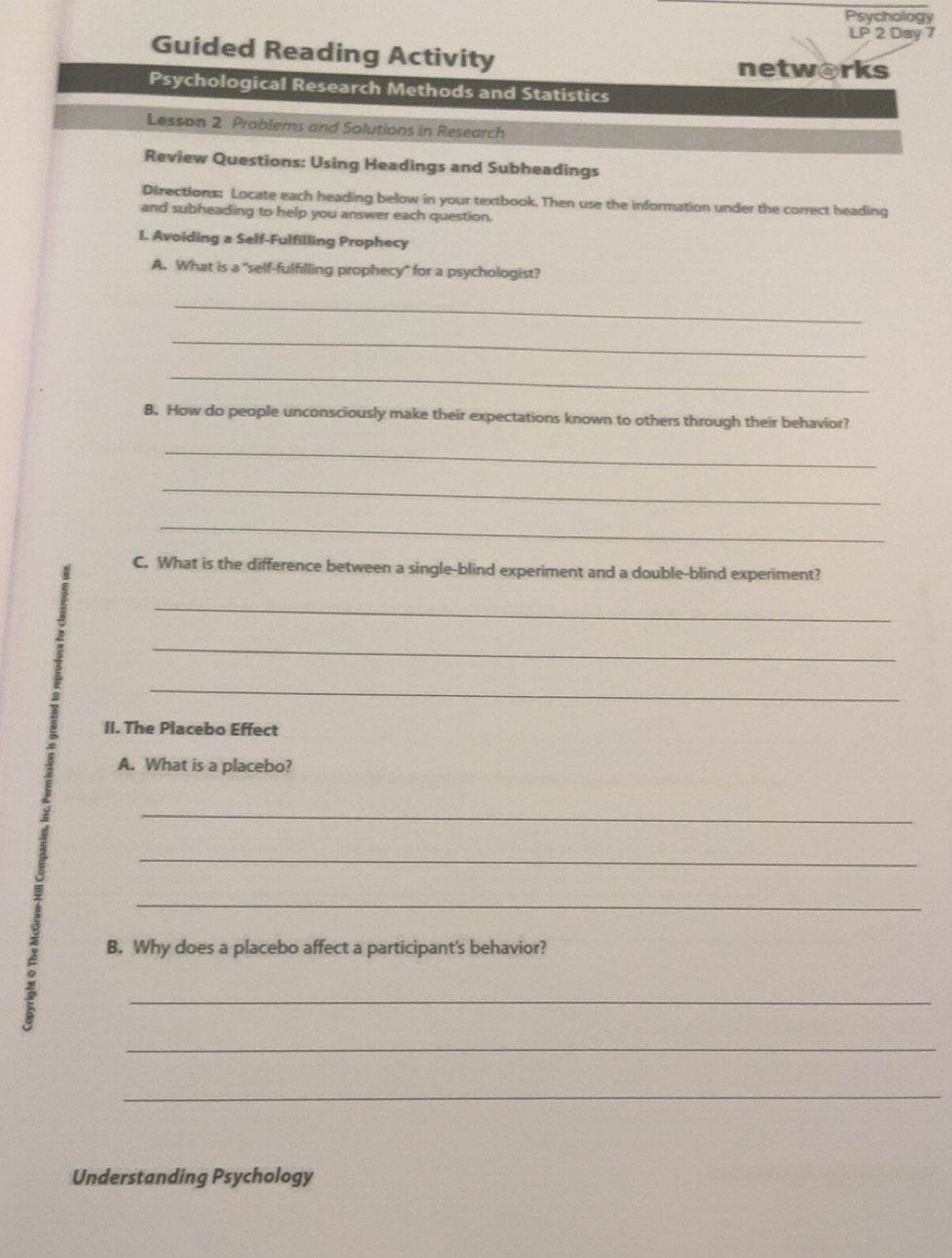 Solved: Psychology LP 2 Day 7 Guided Reading Activity networks ...