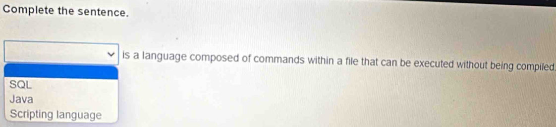 Solved: Complete the sentence. is a language composed of commands ...