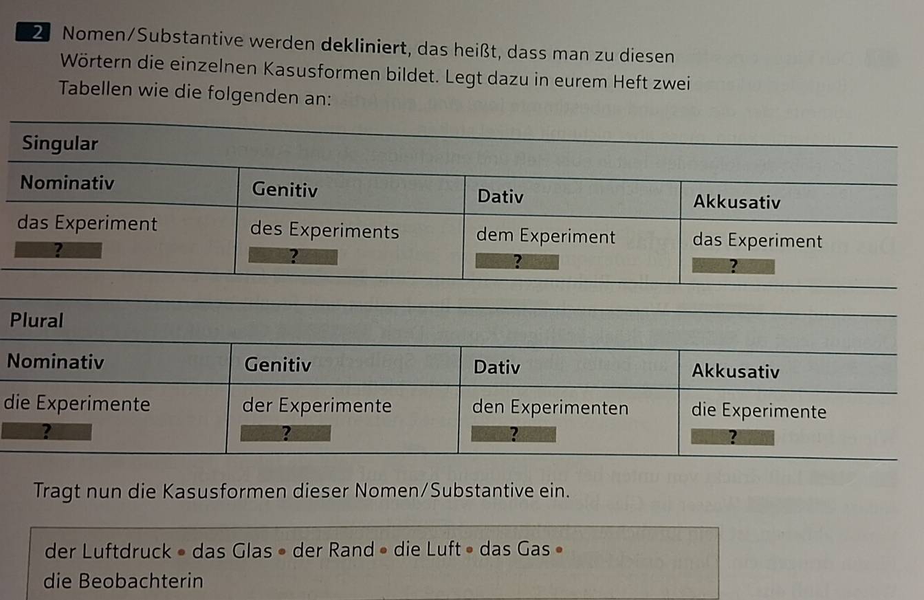 Gelöst:Nomen/Substantive werden dekliniert, das heißt, dass man zu ...