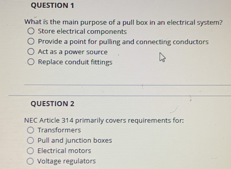 Solved: What is the main purpose of a pull box in an electrical system ...