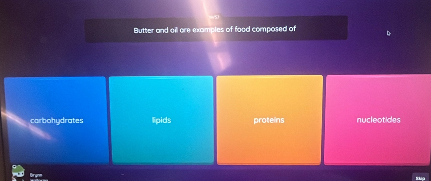 Solved: Butter and oil are examples of food composed of carbohydrates ...