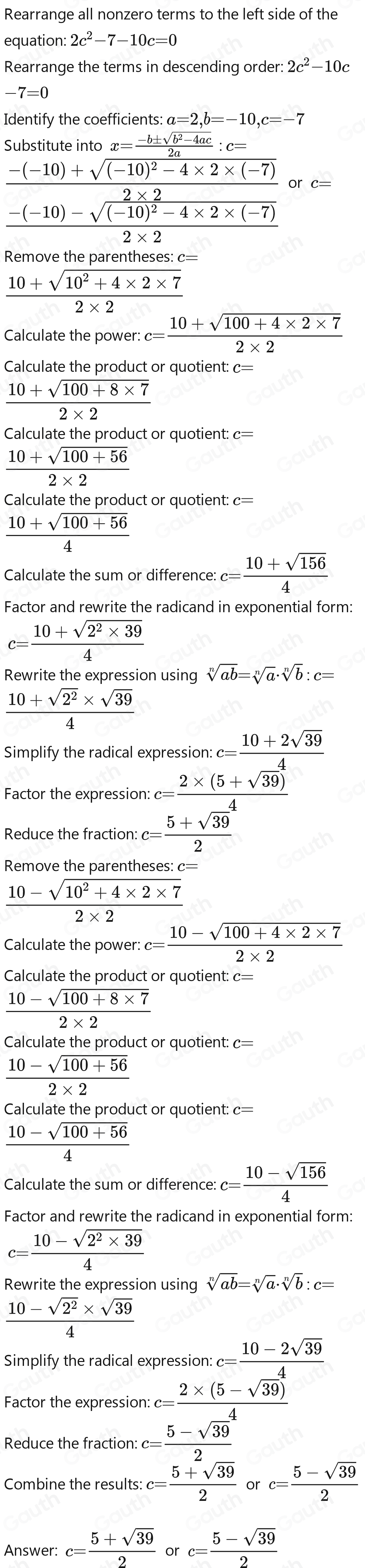 Solved: Identify the corresponding 1 point values of a, b, and c in ...
