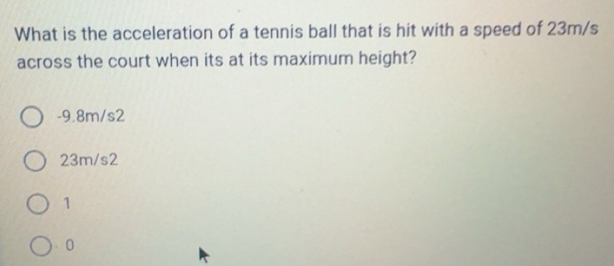 Solved: What is the acceleration of a tennis ball that is hit with a ...