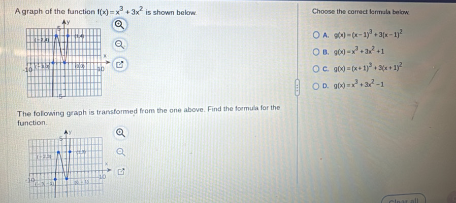 Solved: A graph of the function f(x)=x^3+3x^2 is shown below. Choose ...