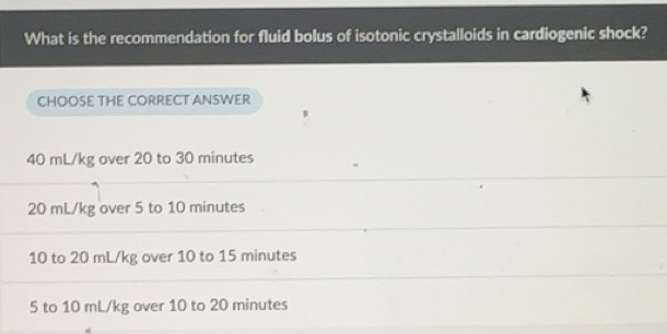 Solved: What is the recommendation for fluid bolus of isotonic ...