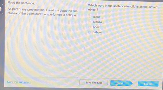 Solved: Read the sentence. Which word in the sentence functions as the ...