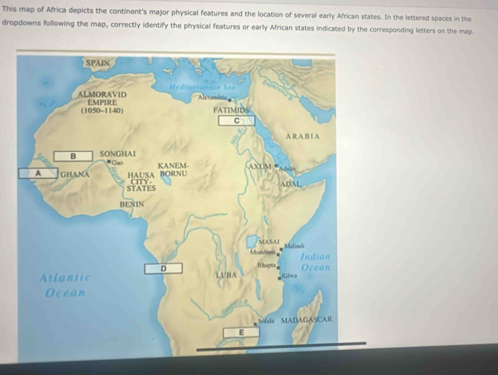 Solved: This map of Africa depicts the continent’s major physical ...