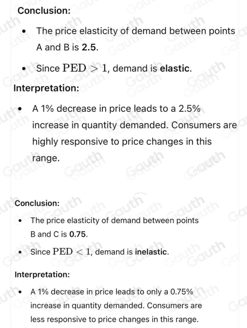 Selesai:Using the midpoint method, compute the elasticity of demand between points A and B. Is dem