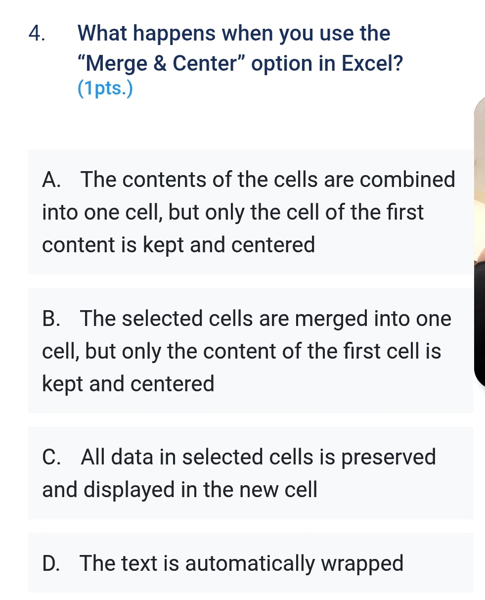 Solved: What happens when you use the “Merge & Center” option in Excel ...